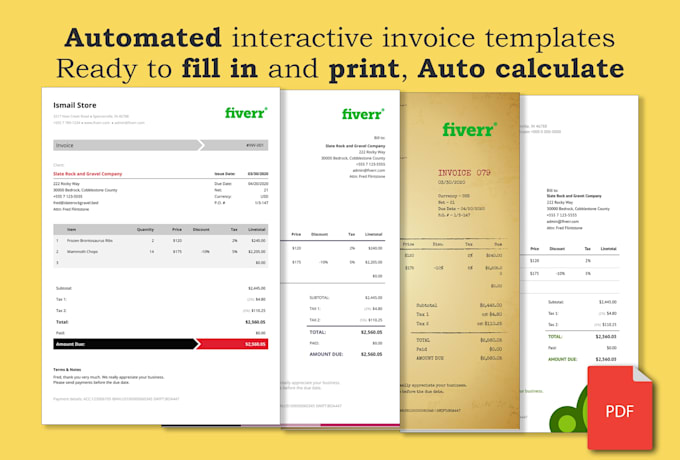 Make automated invoice templates ready to fill out and print by J3ncom ...