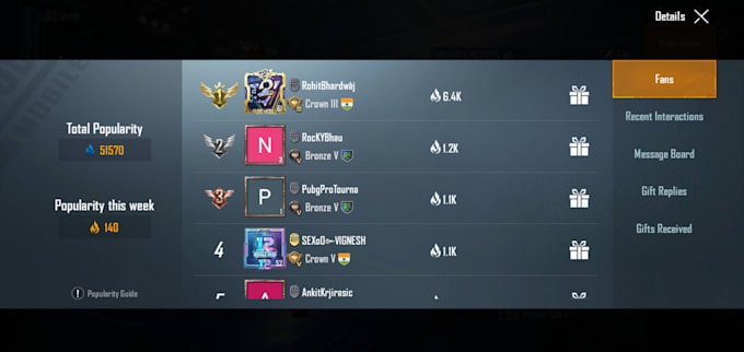 Send you popularity in pubg mobile by Adityakumara | Fiverr