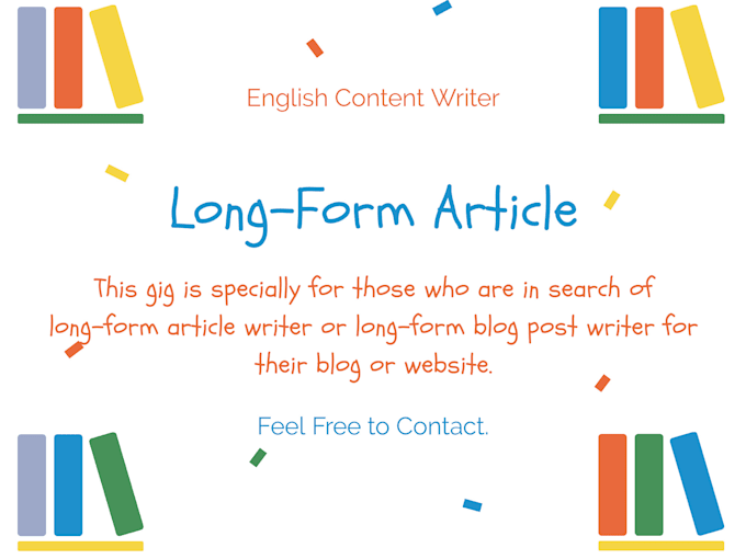 Write long form articles or long form blog posts by Sahilmittal538 | Fiverr