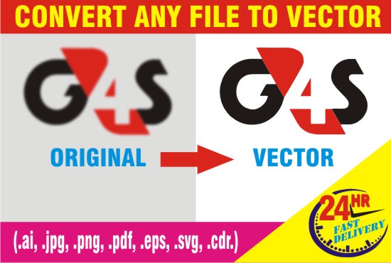 Convert low resolution logo or image or scan file to vector, ai, jpg ...