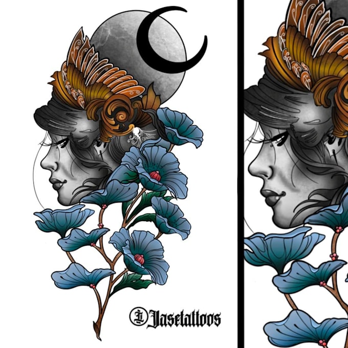 Design custom neo traditional and japanese tattoo designs and prints by ...