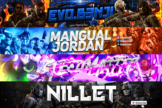 Make a unique youtube channel banner or header in 24 hours by Banana ...