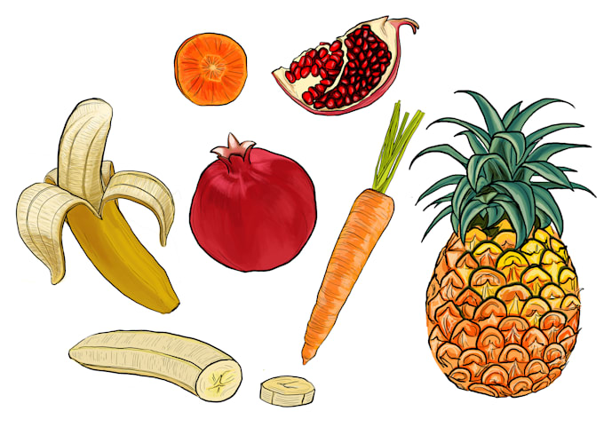 Draw a food illustration for you by Drawinglife | Fiverr