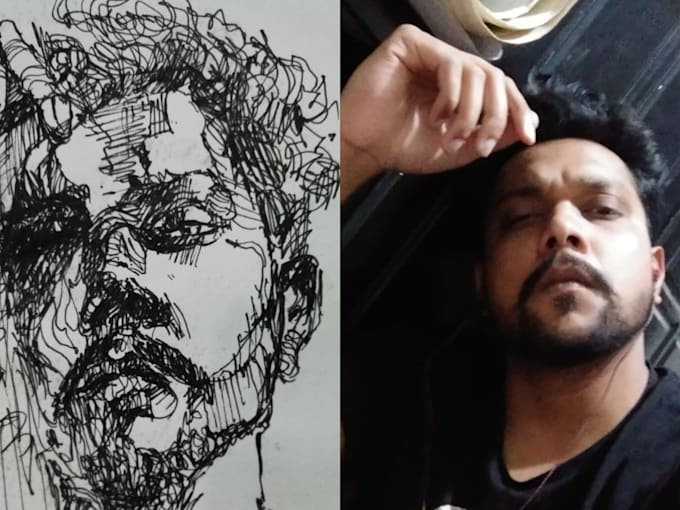 Draw a quick line drawing of you in 20 minutes by O_owasi | Fiverr