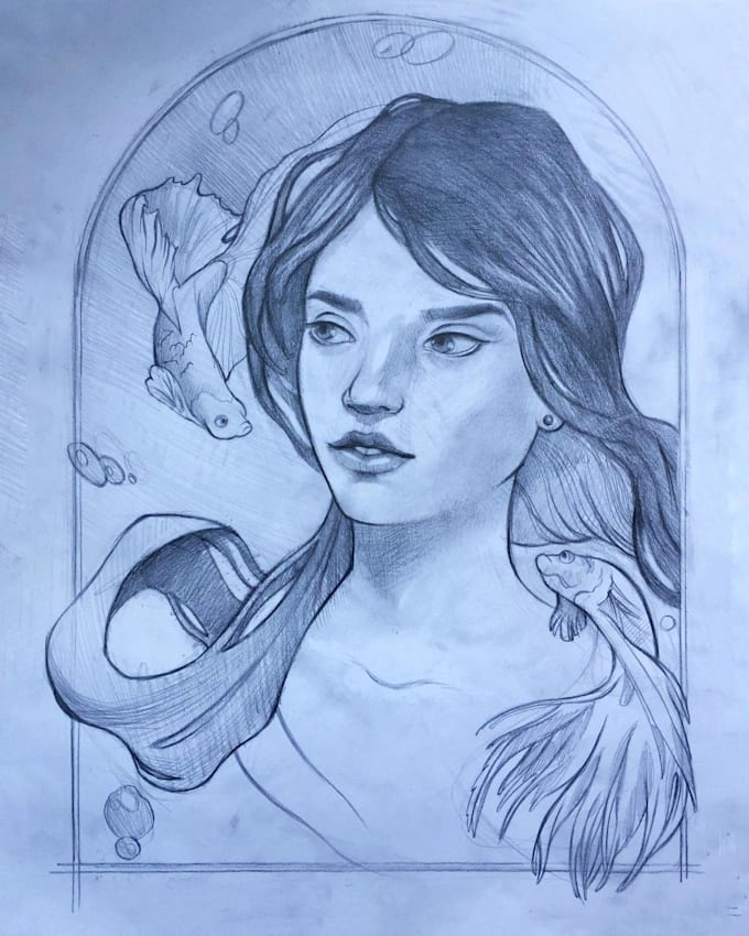 Draw realistic pencil portrait drawing fast by Yuriysh | Fiverr