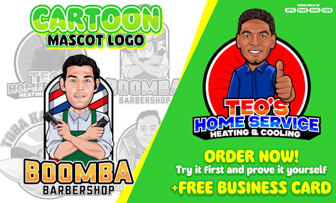 Design modern cartoon mascot caricature logo for business by Hellohery ...