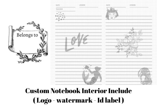 Design a custom notebook interior include logo or watermark by Capzoka ...