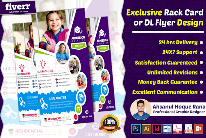 Design dl flyer, rack card, brochure, postcard, voucher, rollup ...