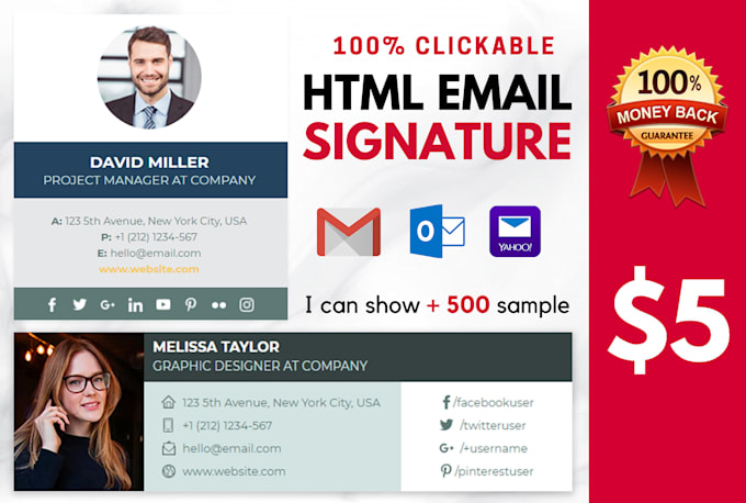 Design modern clickable html email signature by Ayoubserv | Fiverr