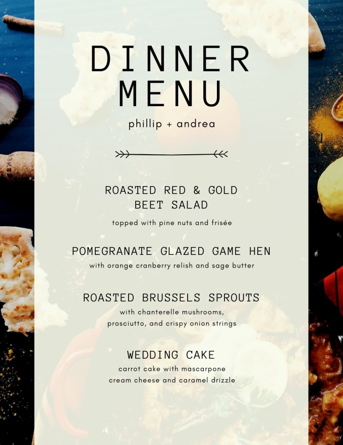 Do wedding or debut menu designs by Ivantolentino | Fiverr