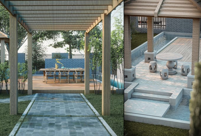 Create stunning 3d garden landscape designs renderings by Azmiakhtar ...