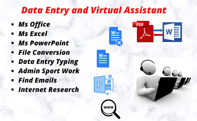 Do data entry,virtual assistant,copy paste,word,excel,ppt,typing,file conversion by Jawad ...