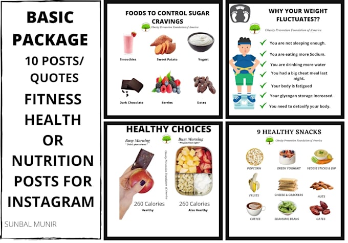 Design instagram posts for fitness and nutrition by Sunbalmunir | Fiverr