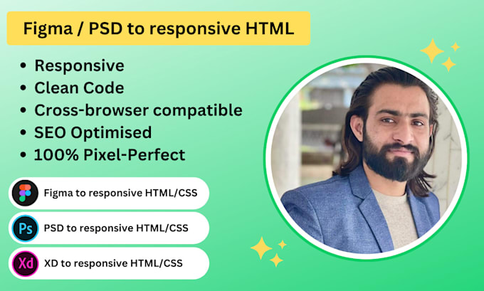 Convert figma to html, sketch to html, xd to html, png to html css ...