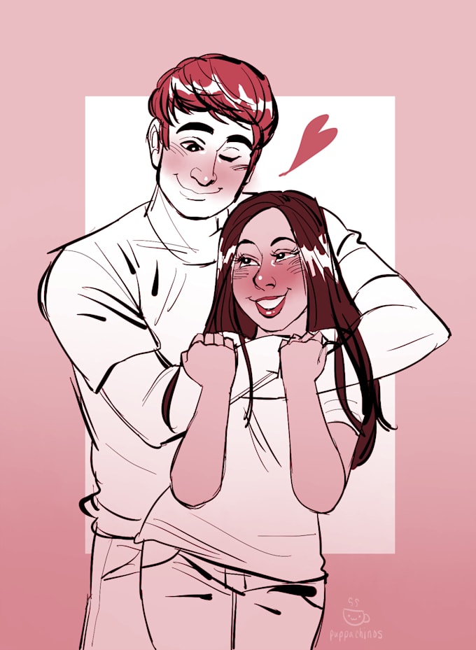 Draw you and your partner as a cute cartoon couple by Kaleyj_art | Fiverr