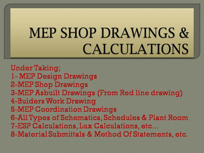 Do all types of mep 2d drawings and diagrams by Rr1985 | Fiverr