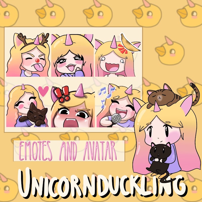 Make basic twitch emotes and badges by Unicornduckling | Fiverr