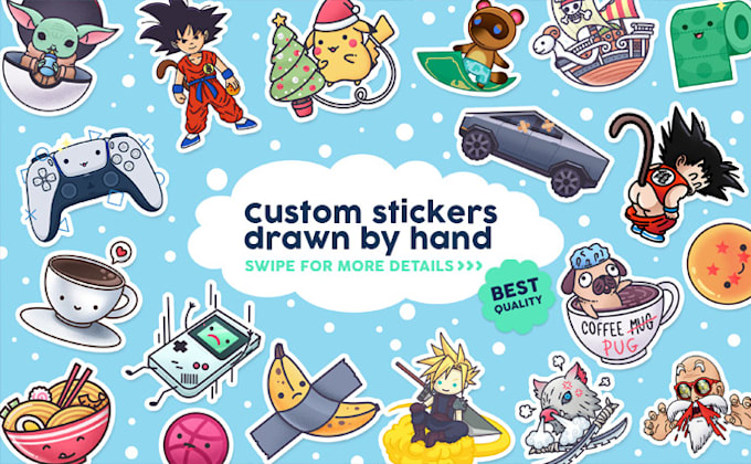 Make you a custom stickers in high quality drawn by hand by ...