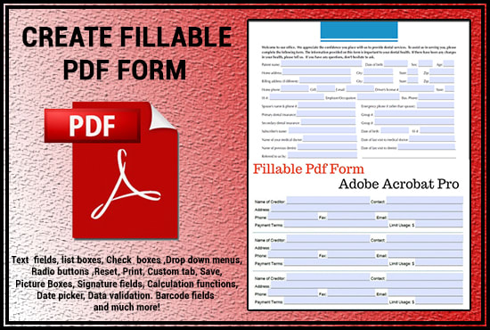 Create and design fillable pdf form by Skarsalanali | Fiverr