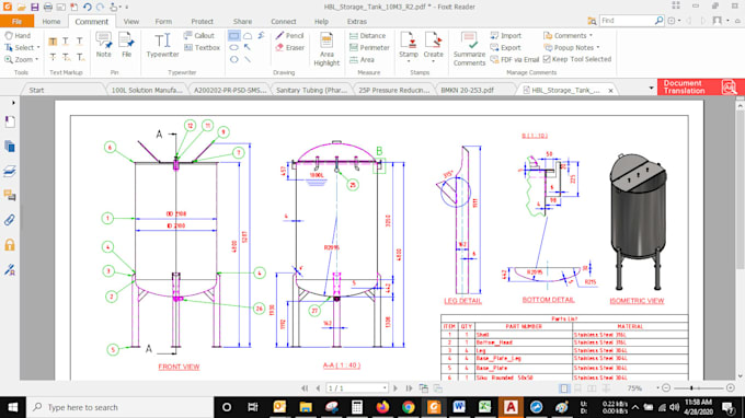 Create storage tank drawing by Sanitarydesign | Fiverr