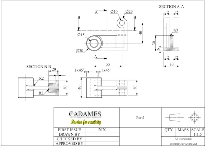 Create technical drawing for manufacturing by Cadames_ | Fiverr
