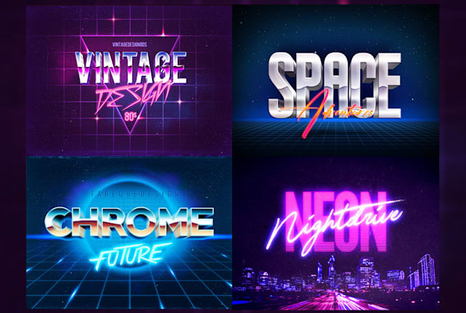 Make 80s retro vintage logo chrome neon style by Tareque_85 | Fiverr