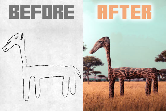 Turn a bad drawing into a realistic image by Maorpasquini | Fiverr