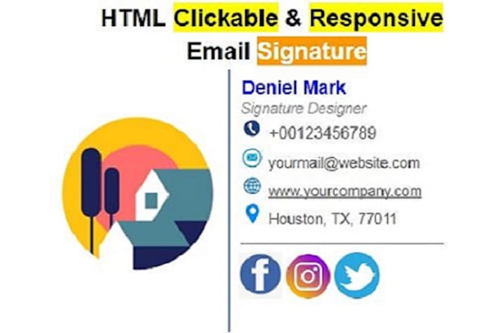 Create professional clickable html email signature by Amzad9393 | Fiverr