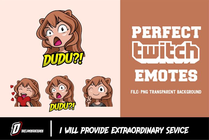 Make awesome emotes twitch, badges design by Doflamingochann | Fiverr