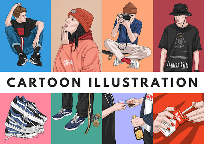 Draw professional cartoon portrait illustration by Rakasayogi | Fiverr