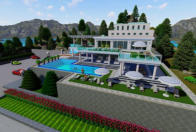 Design your landscape, building, pool and 3d rendering by Soka_tech ...