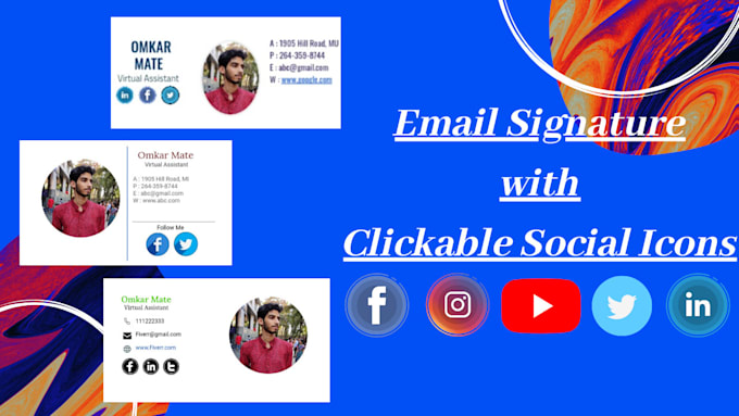 Design your email signature with clickable social icons by Omkar_mate ...