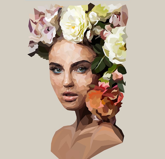 Draw a portrait in the technique low polly by Elenaprovik | Fiverr