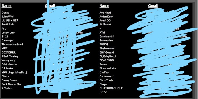 Send you a list with more than 500 emails for major rappers by Desolent ...