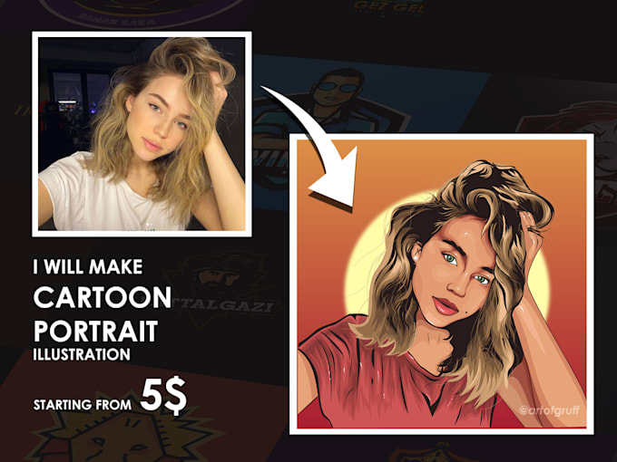 Make portrait vector cartoon illustration by Gruffdesignn | Fiverr