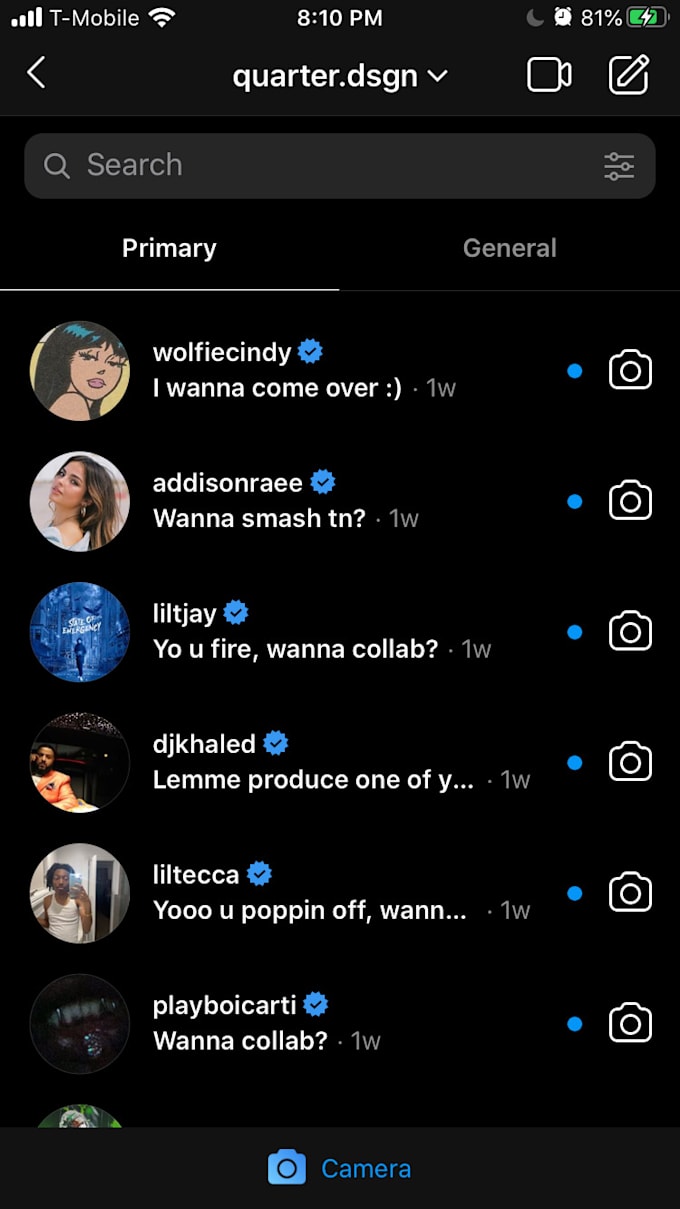 Fake instagram celebrity dms or convo in 1 hour by Quarterdzn | Fiverr