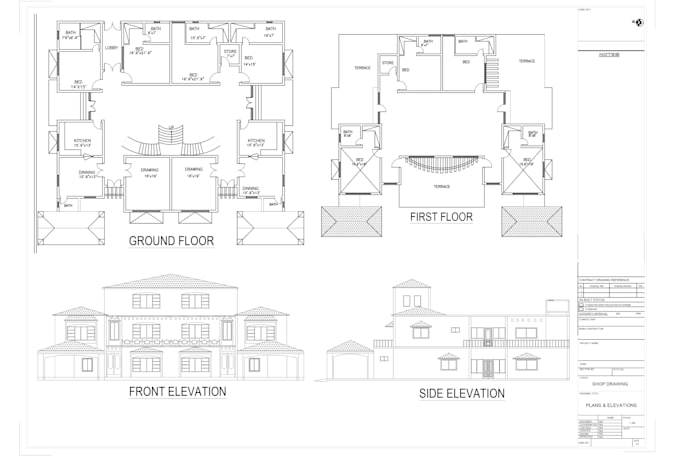 Draw autocad 2d drawings plan, elevation, section by Aamir_amar | Fiverr