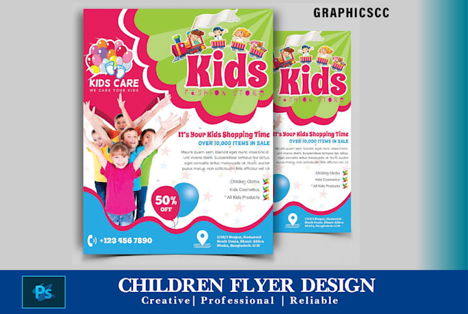 Design children flyers for print and social media by Graphicscc | Fiverr