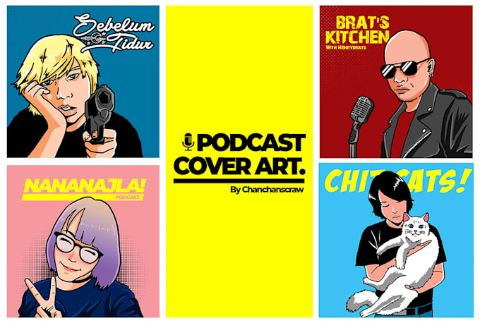 Draw a podcast cover art based on your portrait by Chanchan_scraw | Fiverr