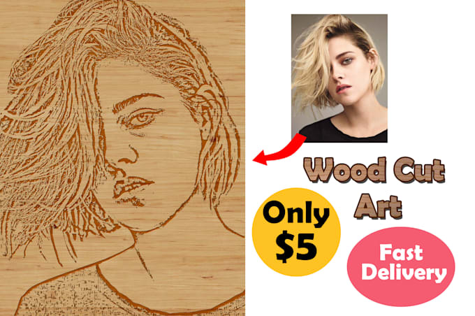Draw your portrait in wood cut art style in 4 hours by Artwithbliss ...