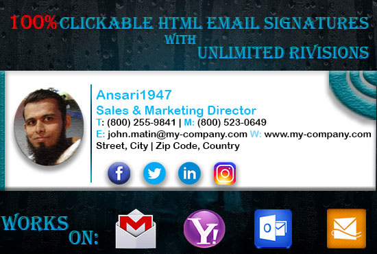 Design professional and modern clickable html email signatures by ...