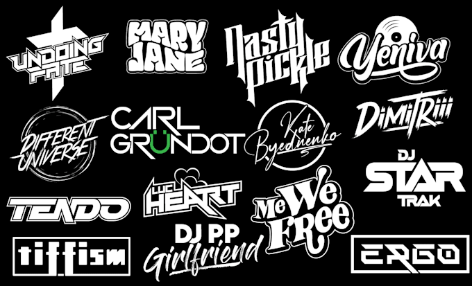 Design dj music, edm hip hop, text, rap, typography, band logo by ...
