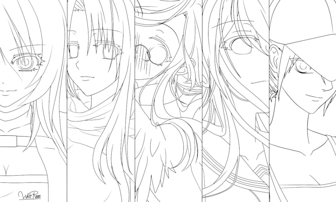Draw high quality anime style line art by Whiteraven_ | Fiverr