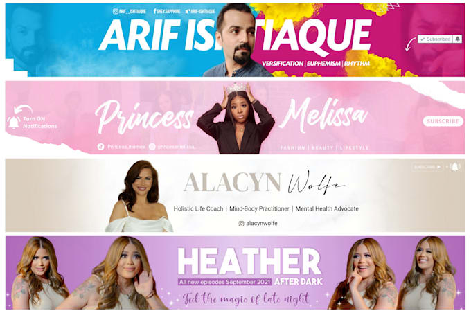 Design a custom youtube banner or channel art by Ayeshaliaqat07 | Fiverr