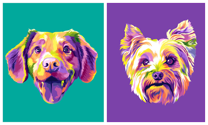 Create colorful pop art pet portrait from your photo by Save_eric | Fiverr