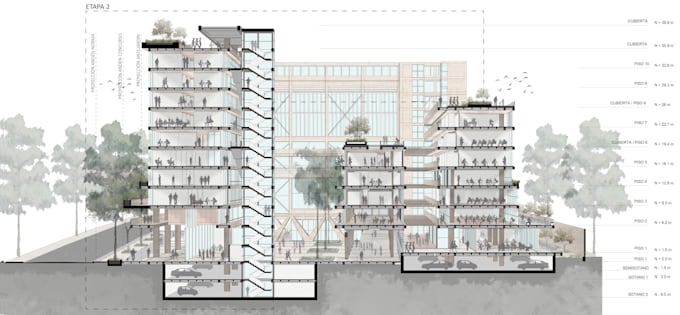 Render plans, elevation, section in photoshop by Enriquetavindel | Fiverr