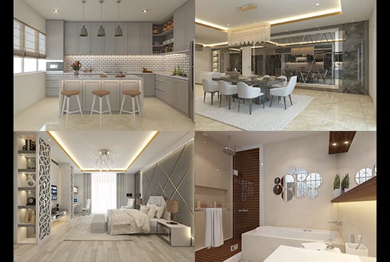 Create 3d model and realistic rendering interior project by Wj_design ...