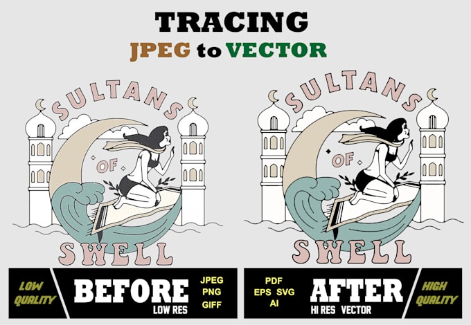 Redrawing or tracing your low res design by Dhomar | Fiverr