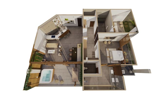 Create 3d floor plans and axon views by Marionpigeot | Fiverr