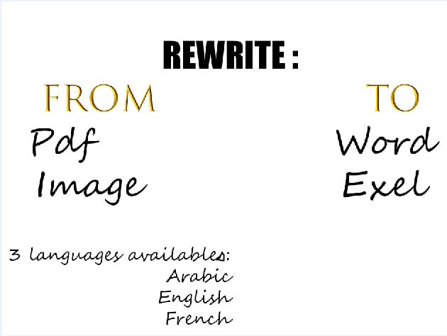Rewrite text from your pdf or image to word or exel by Hicham1m | Fiverr